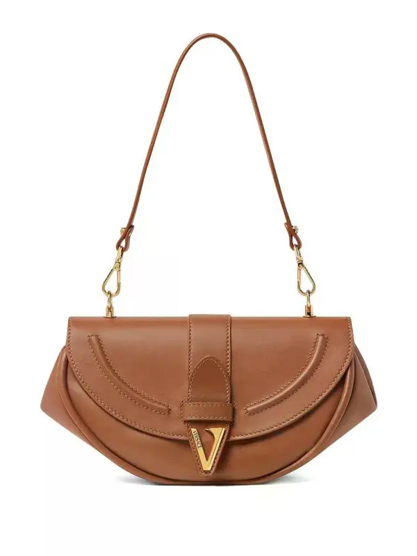 Versace Virtus Leather Shoulder Bag - Brown