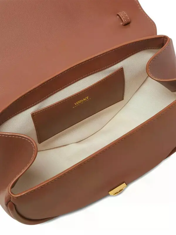 Versace Virtus Leather Shoulder Bag - Brown