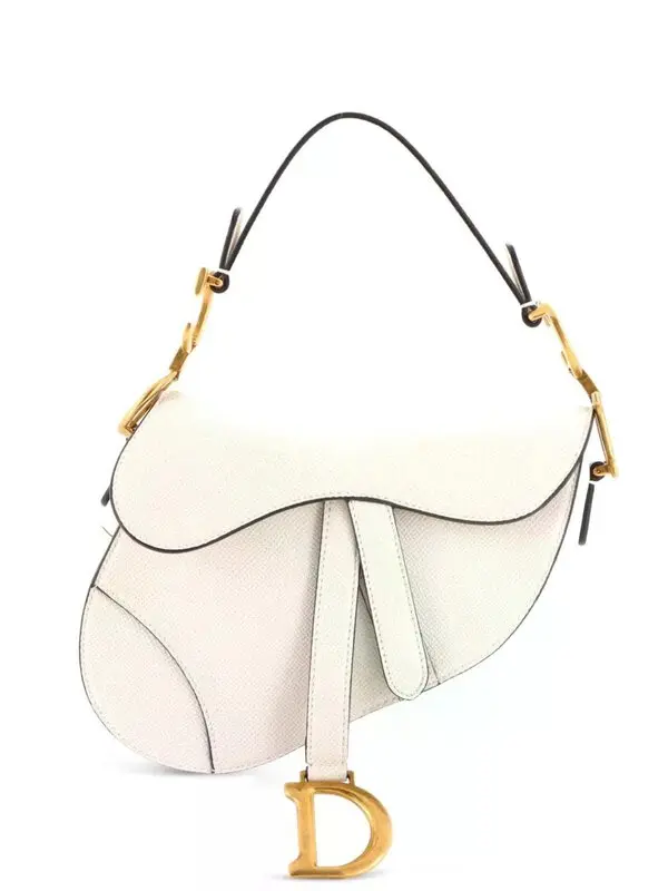 Dior Saddle Handbag Leather Mini Shoulder Bag - White