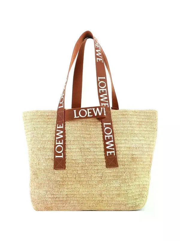 Loewe Fold Logo Strap Raffia Large Tote Bag