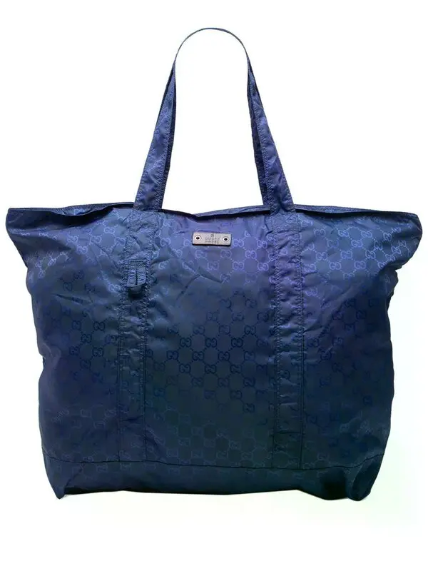 Gucci 2000-2015 Gg Nylon Teddy Bear Folding Tote Bag - Blue