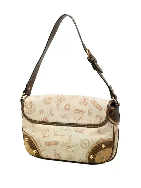 Loewe 2006 160th Anniversary Suede Trimmed Canvas Flap Shoulder Bag - Brown