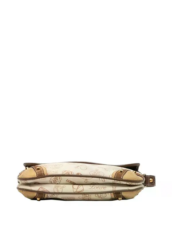 Loewe 2006 160th Anniversary Suede Trimmed Canvas Flap Shoulder Bag - Brown
