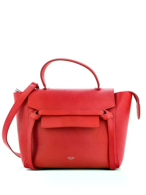 Celine Belt Bag Textured Leather Micro Satchel - Red