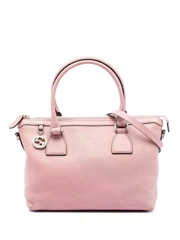 Gucci Calfskin Gg Charm Satchel - Pink