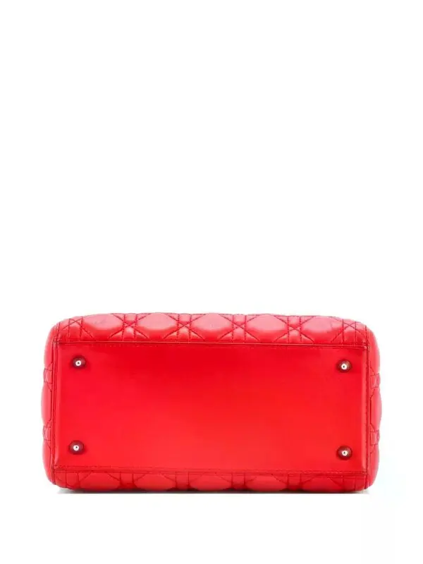 Dior Lady Cannage Quilt Lambskin Medium Satchel - Red