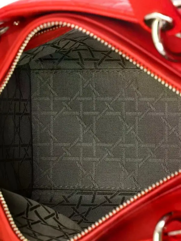 Dior Lady Cannage Quilt Lambskin Medium Satchel - Red