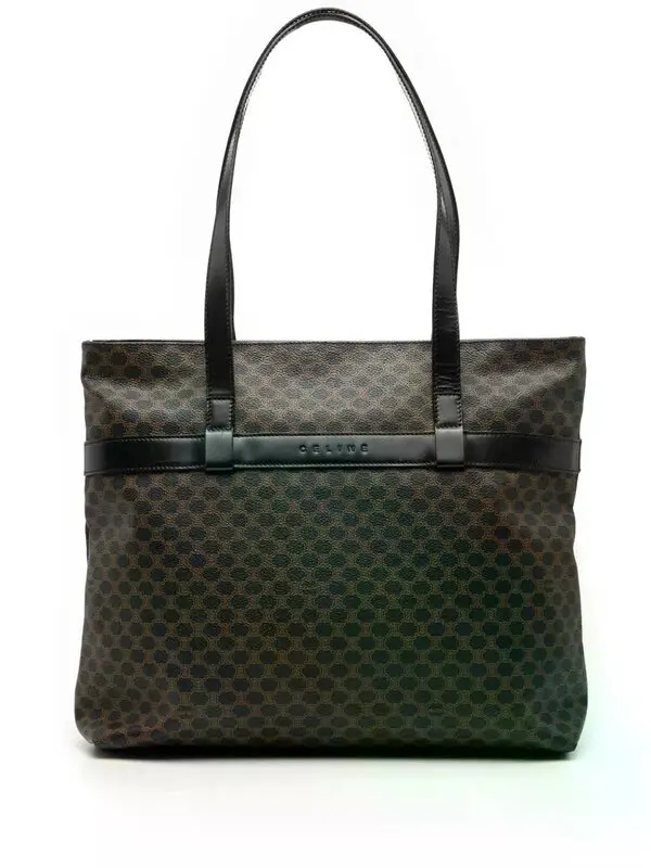 Celine 2000 Macadam Coated Canvas Tote Bag - Black