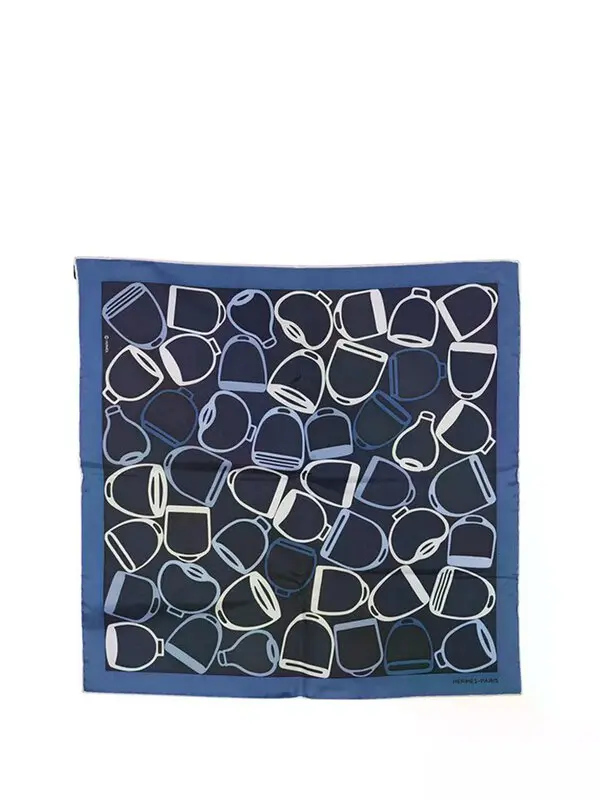 Hermès 2021-2025 A Vos Etriers Pocket Square Silk Scarf 45 Scarves - Blue