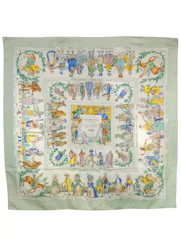 Hermès 1990-2010 Costumes Civils Actuels Silk Scarf 90 Scarves - White