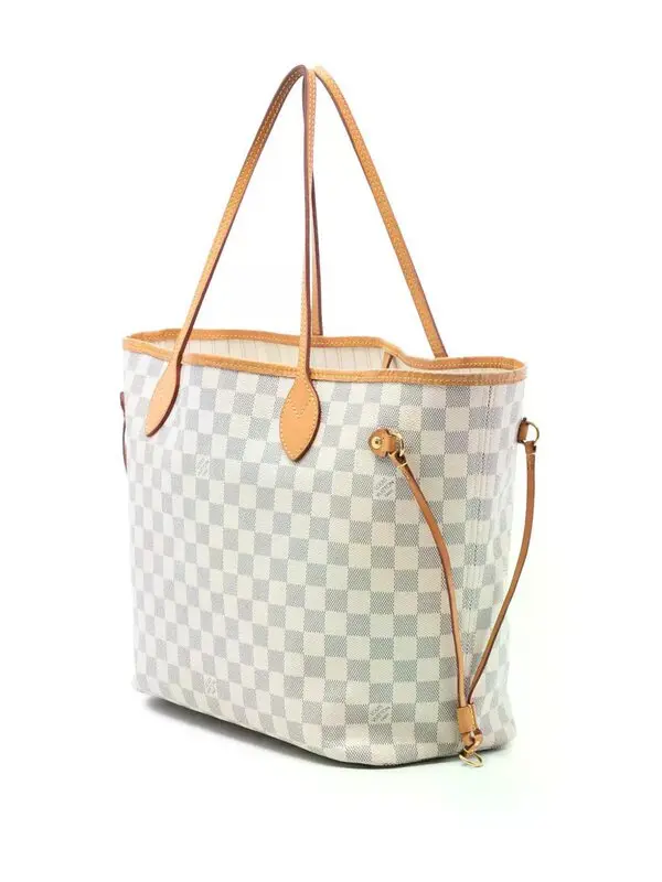 LOUIS VUITTON 2017 Damier Azur Neverfull Mm Tote Bag - White