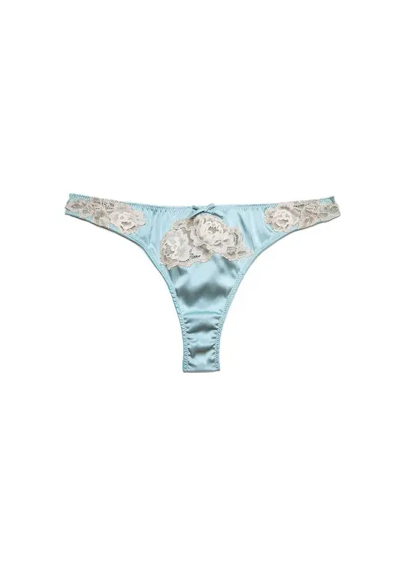 Fleur Du Mal Juliet Lace Thong - Frosted Mint