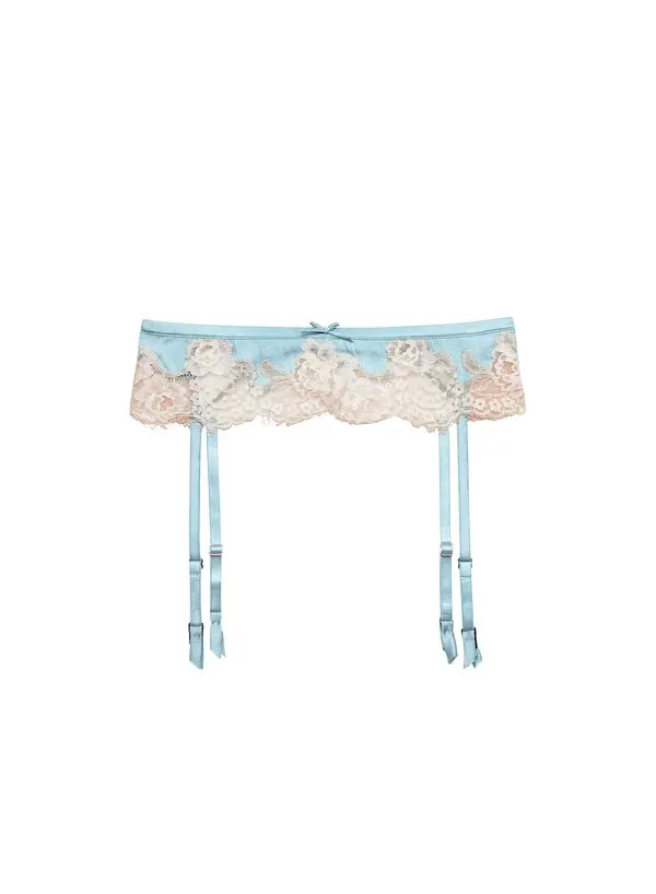 Fleur Du Mal Juliet Lace Garter Belt - Frosted Mint
