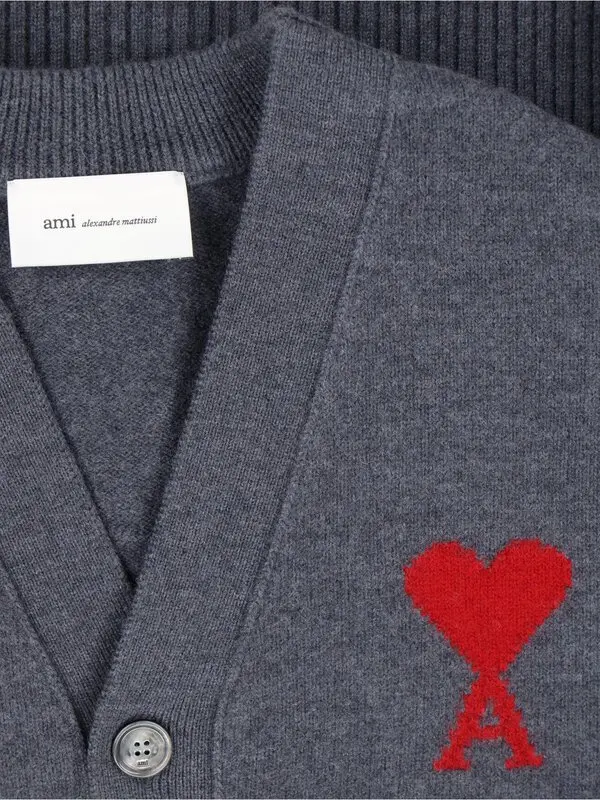 AMI Paris De Cœur Cardigan - Gray