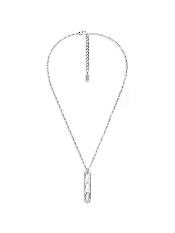 DIESEL Oval D Logo Pendant Necklace - Silver