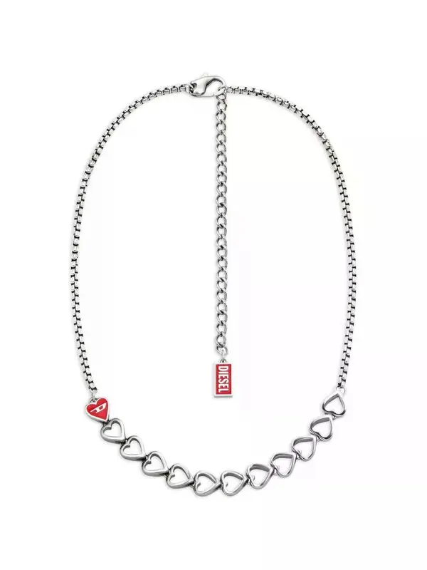 DIESEL Heart-charm Chain Necklace - Silver