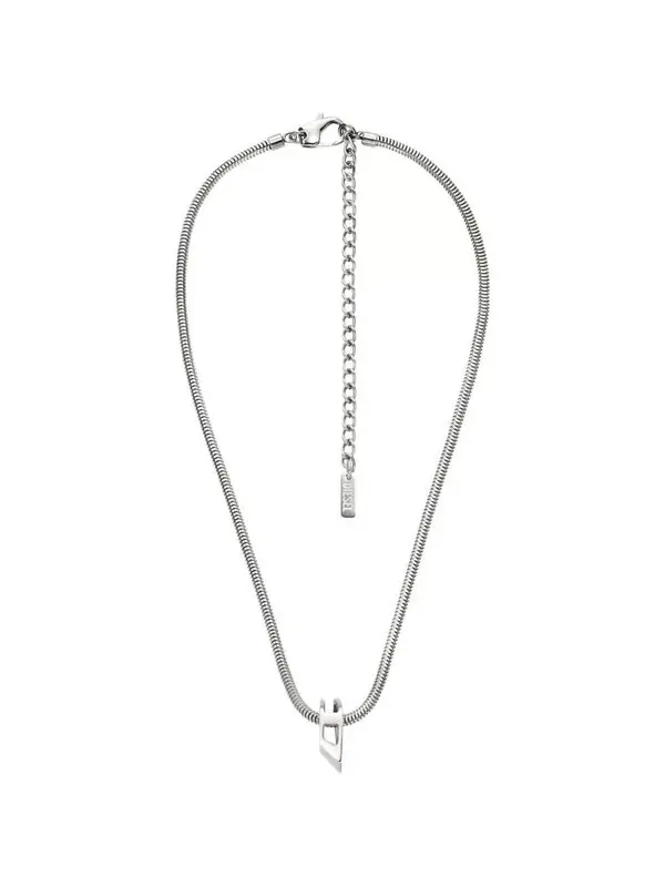 DIESEL Logo-pendant Chain Necklace - Silver