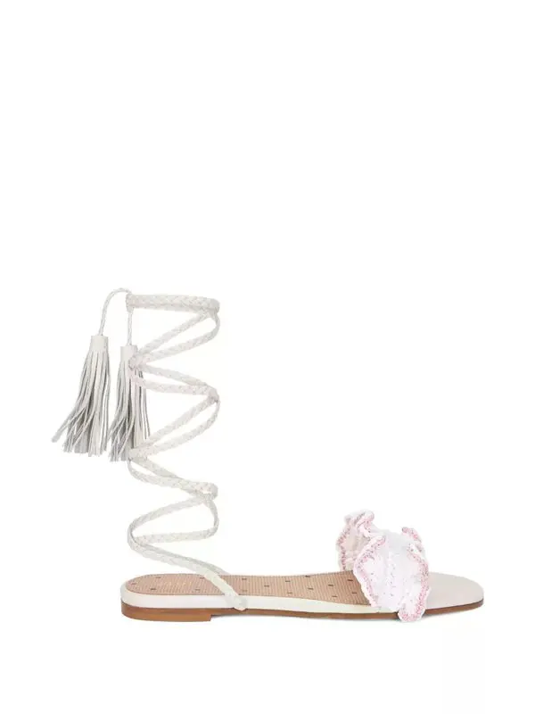 Valentino Garavani Braided Tassel Sandals - White