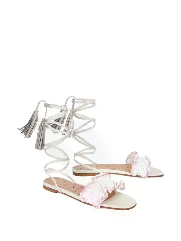Red Valentino Braided Tassel Sandals - White