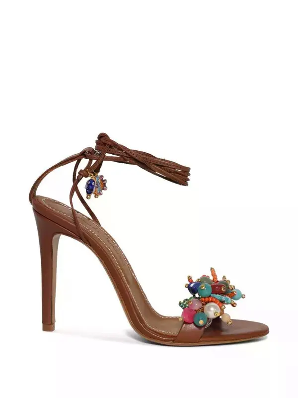 ALAMEDA TURQUESA Oceanide Beaded-tie Sandals - Brown