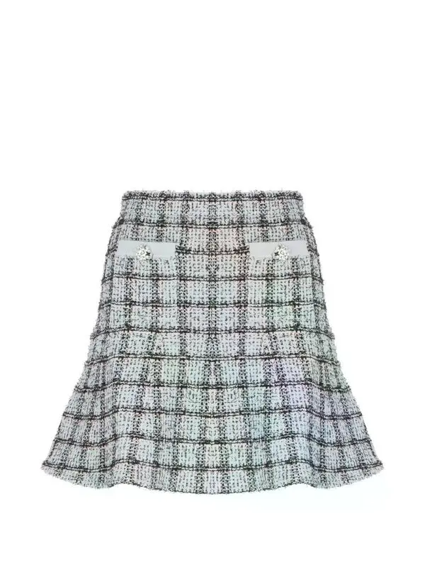 SELF-PORTRAIT Check-pattern Mini Skirt - Blue