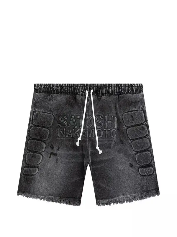 SATOSHI NAKAMOTO Frayed Denim Shorts - Grey