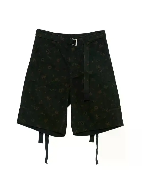 Sacai Floral-print Cargo Shorts - Green