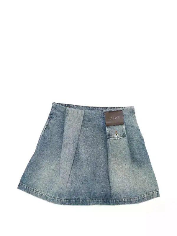 Loewe Pleated A-line Denim Skirt