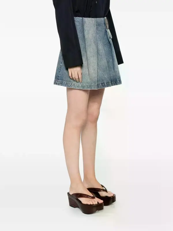 Loewe Pleated A-line Denim Skirt