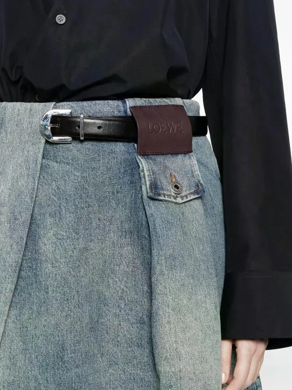 Loewe Pleated A-line Denim Skirt