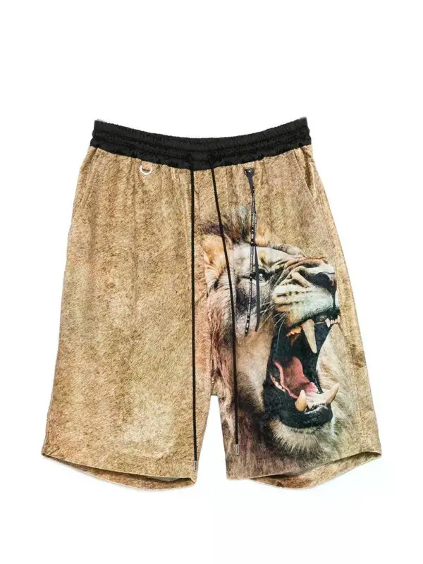MASTERMIND WORLD Lion-print Drawstring Shorts - Neutrals