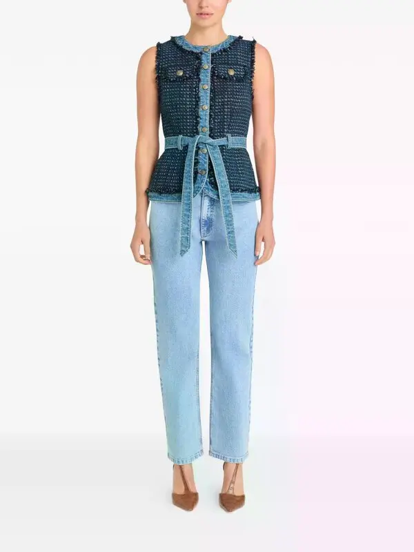 Cinq À Sept Joans Frayed Belted Vest - Blue