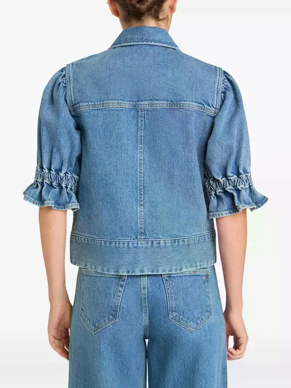 Cinq À Sept Holly Puffed-sleeve Denim Jacket - Blue