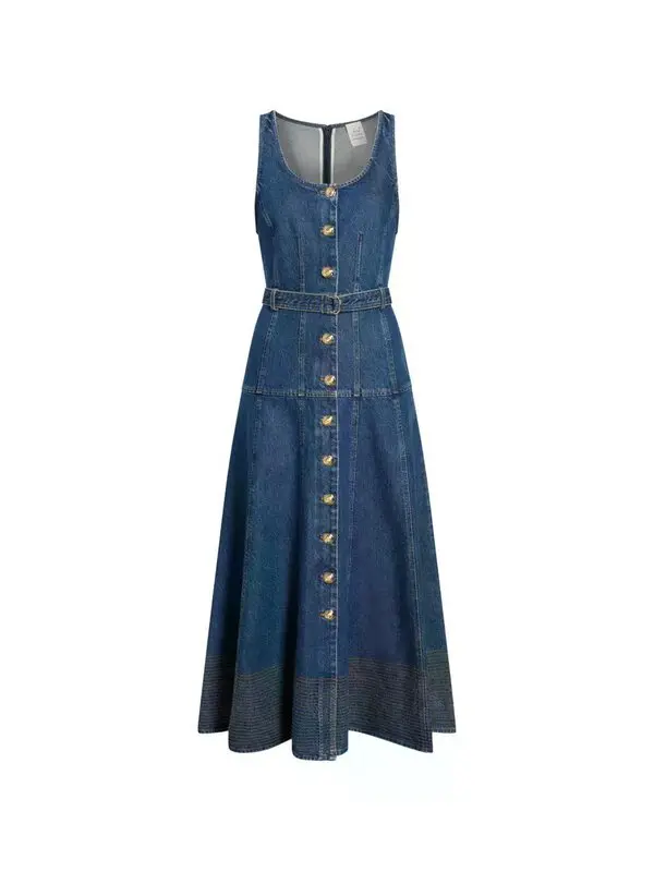 Cinq À Sept Kehlani Belted Jean Midi Dress - Blue