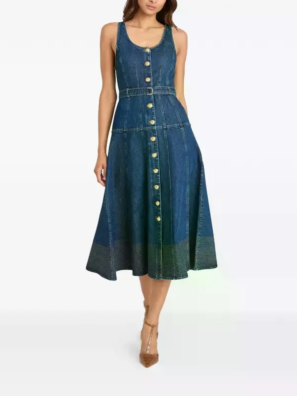 Cinq À Sept Kehlani Belted Jean Midi Dress - Blue