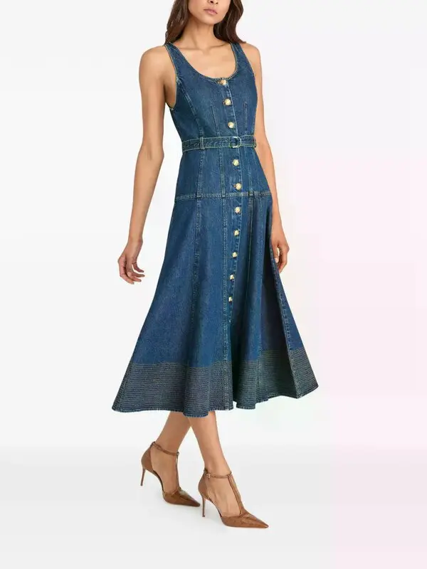 Cinq À Sept Kehlani Belted Jean Midi Dress - Blue