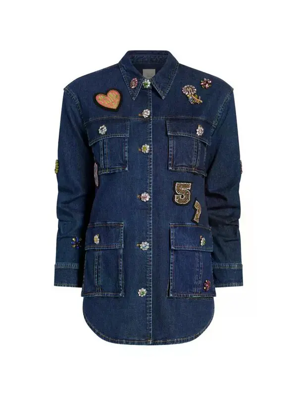 Cinq À Sept Embellished Patch Jacket - Blue