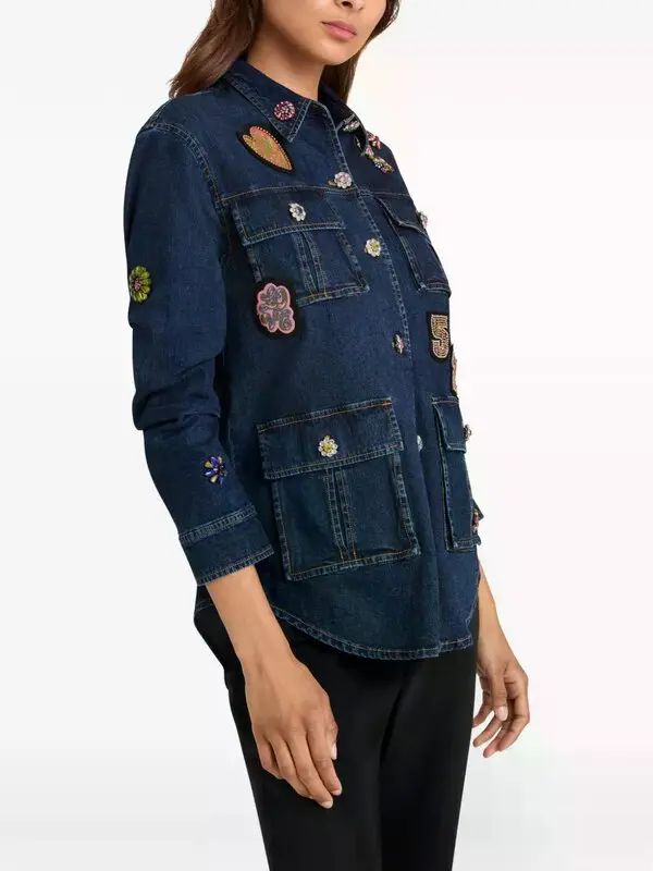 Cinq À Sept Embellished Patch Jacket - Blue
