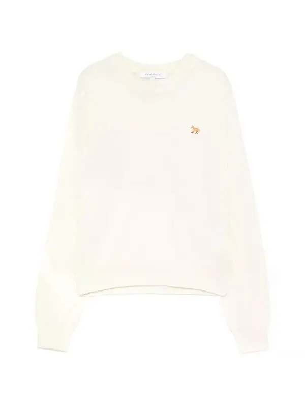 Maison Kitsuné Fox Embroidered Sweater - Neutrals