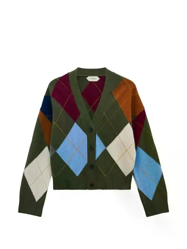 Pringle Of Scotland Argyle-pattern Lambswool Cardigan - Green
