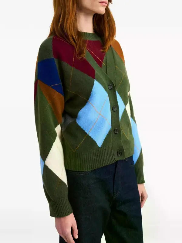 Pringle Of Scotland Argyle-pattern Lambswool Cardigan - Green