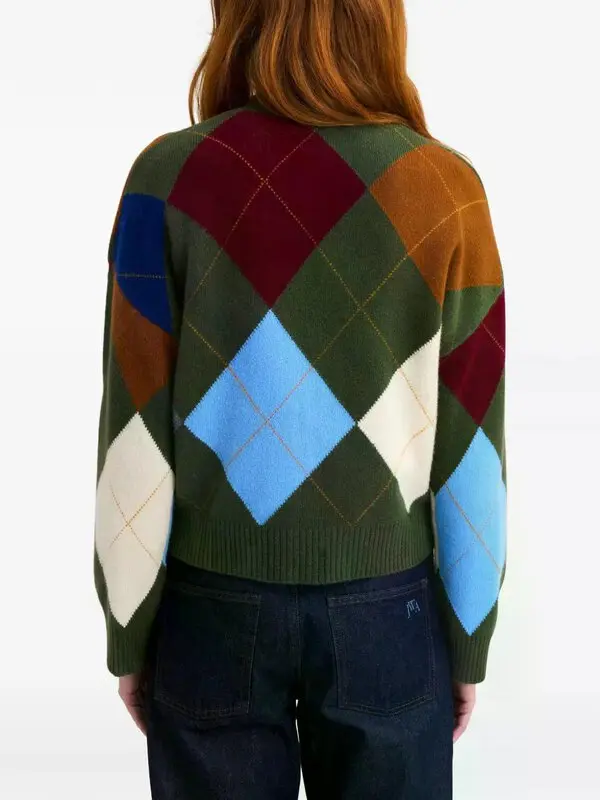 Pringle Of Scotland Argyle-pattern Lambswool Cardigan - Green
