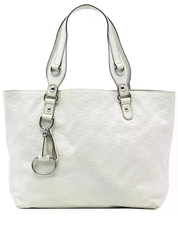 Gucci 2016-2025 Medium Guccissima Icon Bit Tote Bag - White