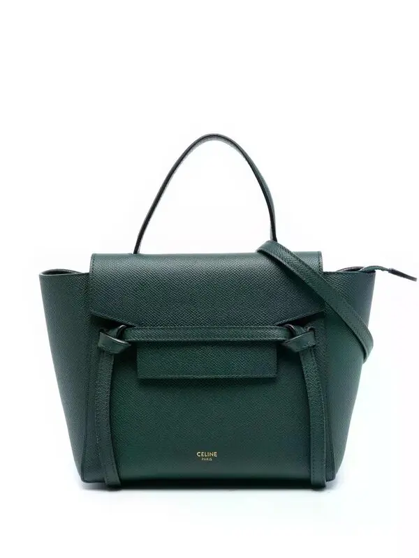Celine 2019 Nano Grained Calfskin Belt Bag Satchel - Green