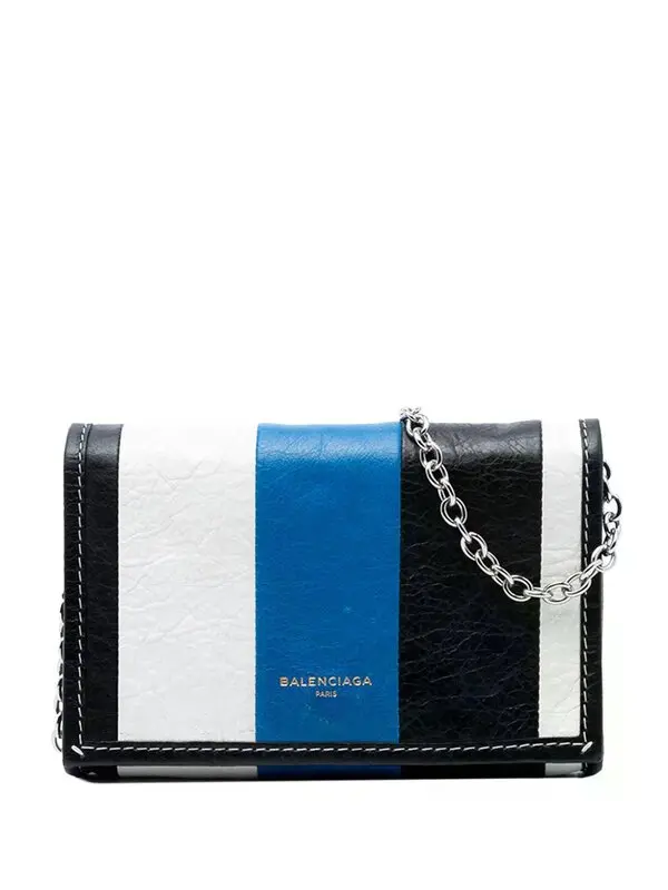 Balenciaga 2018 Lambskin Bazar Crossbody Bag - Blue