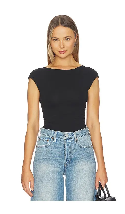 Good American Super Stretch Open Back Bodysuit - Black