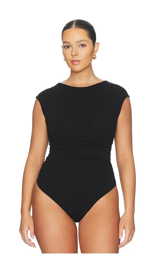 Good American Super Stretch Open Back Bodysuit - Black