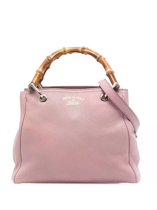 Gucci Small Calfskin Bamboo Shopper Satchel - Pink