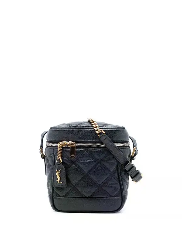 Saint Laurent 2020 Grain De Poudre Quilted 80s Vanity Bag - Black