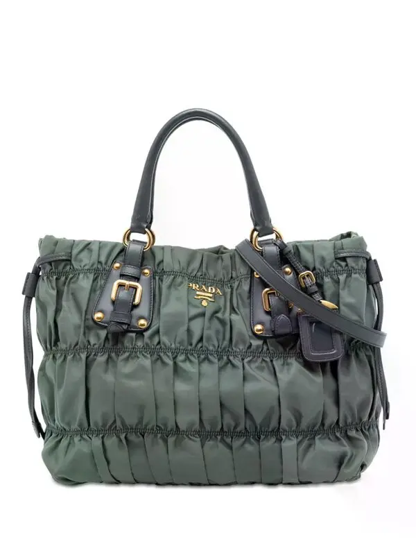 Prada 2000-2025 Tessuto Gaufre Satchel - Green
